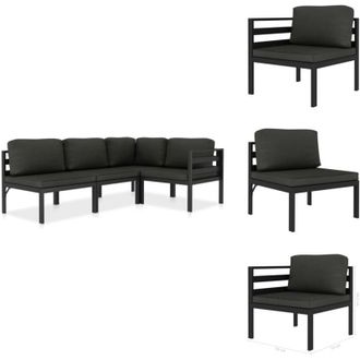 vidaXL 4-tlg. Garten-Lounge-Set mit Kissen Aluminium Anthrazit - Gartensorgsessel - Loungesessel - Aluminium M&ouml;bel - Outdoor Furniture - Rattan Sessel