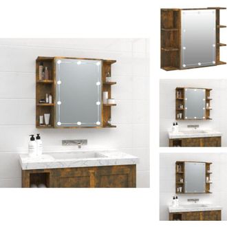 vidaXL Vidaxl - Spiegelschrank mit led R&auml;uchereiche 70x16,5x60 cm - Spiegelschrank - LED-Spiegelschrank - Badezimmerm&ouml;bel - Holzschr&auml;nk - Rauchfarbe