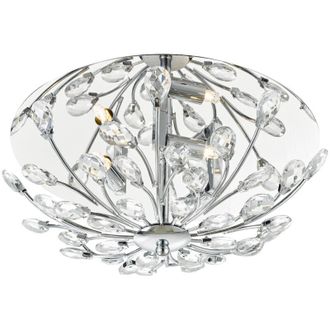 D&auml;r Lighting DAR ZAFIR - Plafonnier affleurant cristal de chrome poli, 3x G9