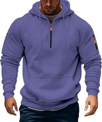 Generic Pull &agrave; capuche uni printemps pour homme 2026 - Manteau dhiver pour loisirs, fitness, jogging - Couleur assortie - Fermeture &eacute;clair - Manteau dhiver ch
