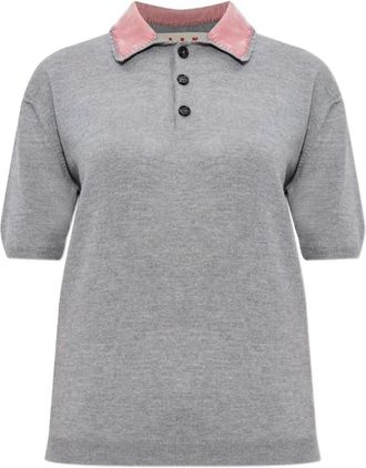 Marni Femme, Pulls, Gris, Taille: 36 FR Polo en maille avec col contrastant