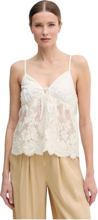 Gaud&igrave; Femme, Tops, Beige, Taille: 44 FR Haut sans manches &agrave; col nou&eacute; en V