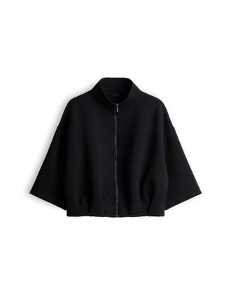 OPUS Sweatjacke aus Scuba mit O-Form Fixierte Falten f&uuml;r moderne Struktur