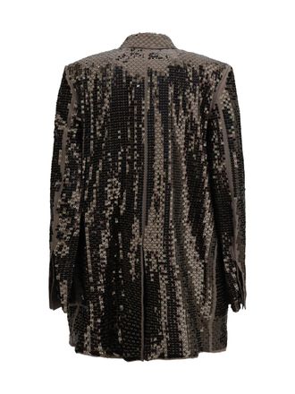 Rick Owens Womens Concordian Embroidered Single-Breasted Jacket Dust-Bronze Cotton Dust/bronze
