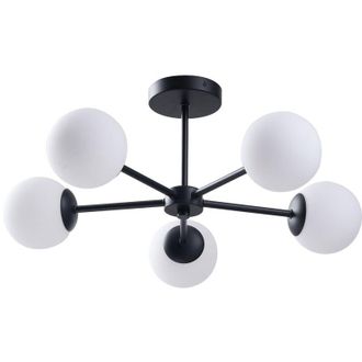 Vente-Unique Plafonnier en m&eacute;tal - L.58.5 x H.21 cm - Noir et blanc - SOFIA