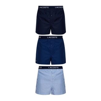 Lacoste 3-Pack Boxer en Coton Popeline - Homme - Sous-v&ecirc;tements - Bleu - Taille: XS