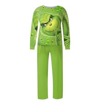 Generic Le Grinch Pyjama Noel Famille De Grinch Chaud Et Doux Enfant Coton Pull Femme Vetement Noël Garcon Ensemble Assorti Hiver Adulte Couple Bebe The Homme