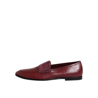 Dolce & Gabbana Burgunder Leder Slip-On Schuhe mit Kaiman-Details - - Shoes - Herren - Rot - 40 EU