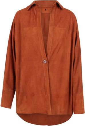 Salvatore Santoro Femme, Blouses et Chemises, Orange, Taille: 40 FR Veste en daim &agrave; un bouton