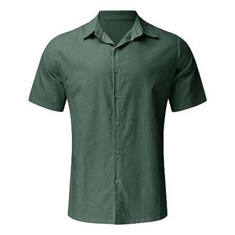Generic MEIbax Chemise Homme en Lin Manches Courtes Col Chemise Boutonn&eacute;e D&eacute;contract&eacute;e &Eacute;t&eacute; Plage Vacances Shirt Coupe Confortable Unicolore Classique pour Ext