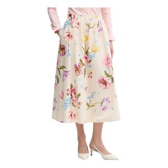 Oui Jupe midi &eacute;vas&eacute;e florale - Femme - Jupes - Multicolore - Taille: 38 FR