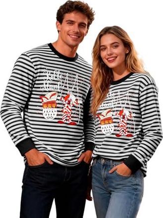 Generic T-shirt &agrave; rayures pour homme - Motif clown de Cologne - Avec armoiries - Rouge et blanc - Ray&eacute; - Manches longues - T-shirt &agrave; rayures - Pour festival, 