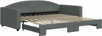 vidaXL Tagesbett Ausziehbar Dunkelgrau 100x200 cm Stoff Vidaxl