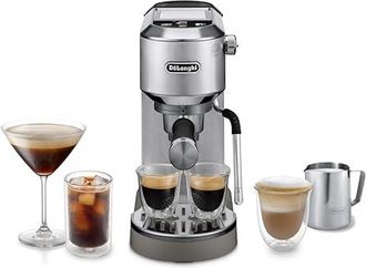 DeLonghi Dedica Duo - Perfetto Kompakte Siebtr&auml;germaschine Espressomaschine mit Soft-Touch-Icons, manuellem Milchaufsch&auml;umer f&uuml;r Espresso, Cappuccino und Cold 