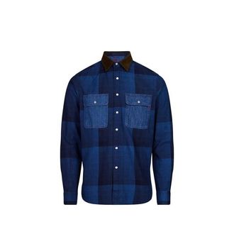 Replay Chemise &agrave; carreaux et col en velours c&ocirc;tel&eacute; en coton