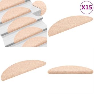 vidaXL Tapis descalier auto-adhésif poinçon aiguilleté 15 pcs crème - Tapis Descalier - Tapis Marche - Antidérapant - Tapisserie Murale - Protection