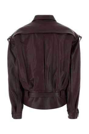 Magda Butrym Womens Burgundy Leather Oversize Jacket Giacche Pelle