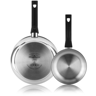 Magefesa Essencial Inox - Set Von Silbernen Pfannen 24 + 28cm, Edelstahl, Ohne Beschichtung Oder Antihaftbeschichtung, &Ouml;kologisch, Induktion