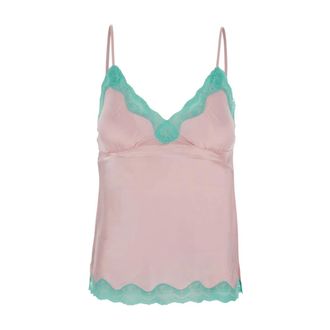 Gold Hawk Satinbluse mit V-Ausschnitt und d&uuml;nnen &Auml;rmeln - - Tops - Damen - Rosa - XS