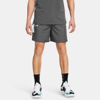 Under Armour Zone Shorts für Herren, 18 cm Castlerock / Weiß 3XL