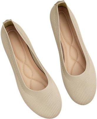 Minetom Ballerines Femme Sport Chaussures Respirantes Confortable Tricotées Pantoufles Décontractées Plates Flats Danse Chaussures A Beige 42 EU