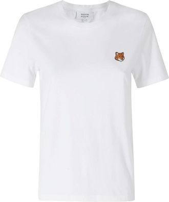 Maison Kitsun&eacute; Femme, Tops, Blanc, Taille: 42 FR Fox Head Regular Tee Shirt