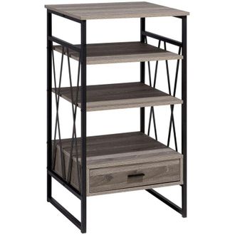 Beliani Beliani - Regal Braun Schwarz Faserplatte Pulverbeschichtetes Metall 101 x 56 x 50 cm Industriell Holzoptik Dekorativ Fächer Viel Stauraum Wohnzimmer