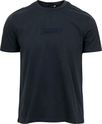 Herno Homme, Tops, Bleu, Taille: L T-shirt Bleu en Coton &agrave; Col Rond