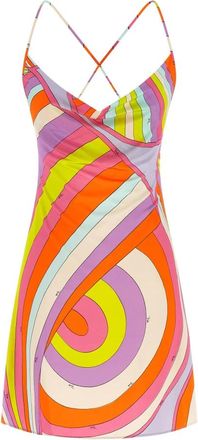 Pucci Femme, Robes, Multicolore, Taille: 40 FR Marmo Print Satin-Effect Jersey Dress