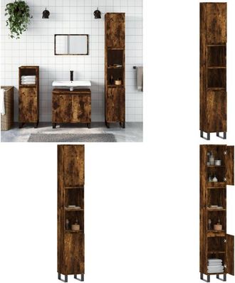 vidaXL Vidaxl - Badschrank R&auml;uchereiche 30x30x190 cm Holzwerkstoff - Badezimmerm&ouml;bel - Badschrank - Holzbadschrank - Rauchfarben M&ouml;bel - Landhaus Stil