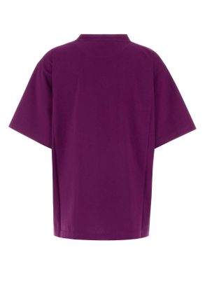 Balenciaga Womens Logo-Printed Cotton T-Shirt Purple