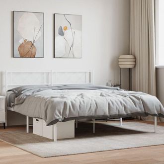 vidaXL Cadre de lit m&eacute;tal avec t&ecirc;te de lit blanc 140x200 cm