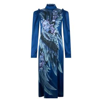 Alberta Ferretti Femme, Robes, Multicolore, Taille: 38 FR Robe longue &eacute;l&eacute;gante bleue &agrave; motifs raffin&eacute;s