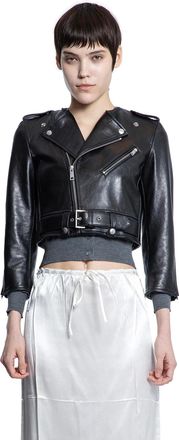 Prada Cropped Leather Biker Jacket