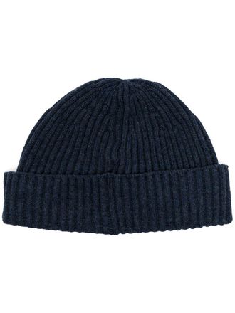 Brunello Cucinelli bonnet en maille nervurée - Bleu
