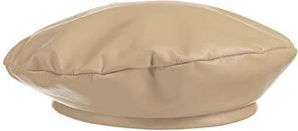 Lierys Béret Basque en Cuir pour Femme - Made in Italy avec Doublure Hiver Automne-Hiver - Taille Unique Beige Clair