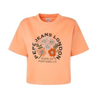 Pepe Jeans London Oranges Ofra T-Shirt mit Frontdruck - - Tops - Damen - Orange - L