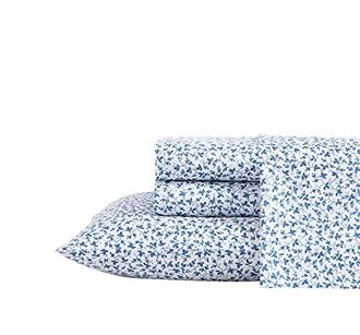 Laura Ashley Home - Bettwäsche-Set für Kingsize-Betten, weicher Baumwollsatin, schlank, glatt und atmungsaktiv, Heimdekoration, Lavendel-Indigo, 4-teilig, Kingsize
