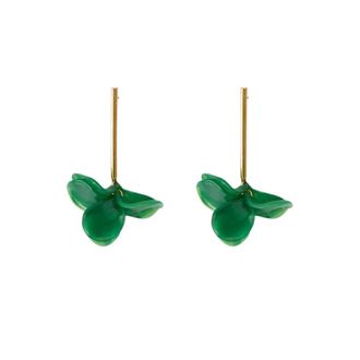 Malababa Femme, Accessoires, Vert, Taille: ONE Size Longues boucles doreilles motif p&eacute;tales