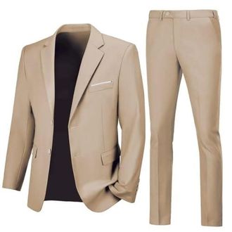 Generic Costume 2 pièces pour homme avec blazer à un bouton pour mariage, bal de fin dannée, pantalon de smoking, champagne, 3XL