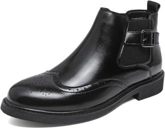 Generic Bottines Chelsea &agrave; enfiler pour homme - Bout ail&eacute; - Brogue - Formelles - Affaires d&eacute;contract&eacute;es, Noir, 38 2/3 EU