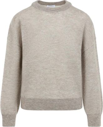 Brunello Cucinelli Femme, Pulls, Beige, Taille: 40 FR Pull doux en maille filet