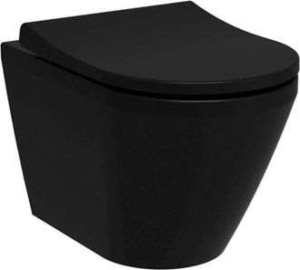 Vitra Integra wc ohne Flansch + Sitz mit Fallbremse aus Duroplast, Schwarz matt (7041-083-6285) - Vitra