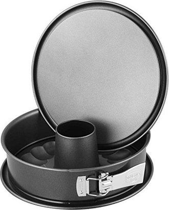 Dr. Oetker Springform mit Flach- und Rohrboden Ø 26 cm, auslaufsichere Kuchenform mit 2 Böden, runde Backform aus Stahl mit keramisch verstärkter Antihaft-Beschi