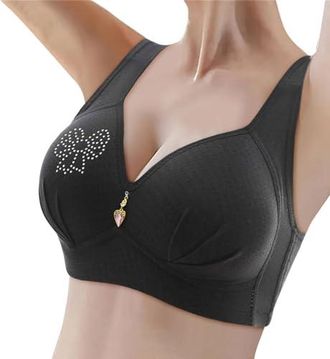 Generic Soutien-gorge tendance d&eacute;contract&eacute; et respirant sans anneaux en acier pour femme, Noir, 78