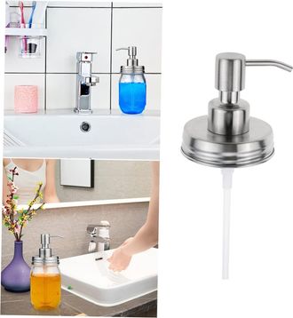 Cabilock Mason Jar Seifenspender Mit Edelstahlspenderpumpe Und Glasabdeckung Pumpspender Für Lotion Und Seife Spenderdeckel Für Bad Und Küche Silberfarben