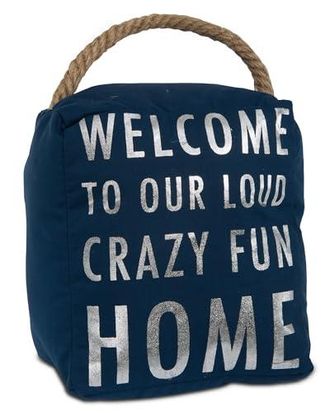Pavilion Gift Company Offene T&uuml;r Decor - Welcome to Our Laut Crazy Fun House Navy Blau & Silber T&uuml;r Stopper mit Griff