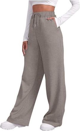 Generic Pantalon Jogging Femme en Coton de Sport, Chic &Eacute;lastique Taille Haute avec Poches Droit &agrave; Coupe Large Training Yoga D&eacute;contract&eacute; Baggy Pilates Bas Lege