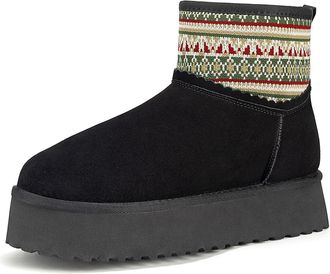 Mishansha Winterstiefel Damen Warm Gef&uuml;ttert Klassische Schneestiefel Mit Plateau Tiefschwarz 41EU