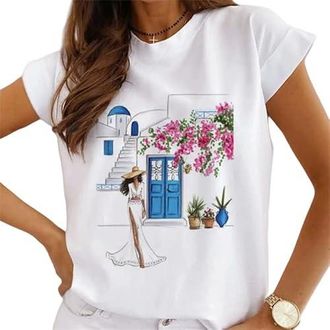 Keephen Paris Tour Eiffel Impression 3D Femmes T-Shirt Manches Courtes Tops Col Rond Pullover Vacances Blouse Tees